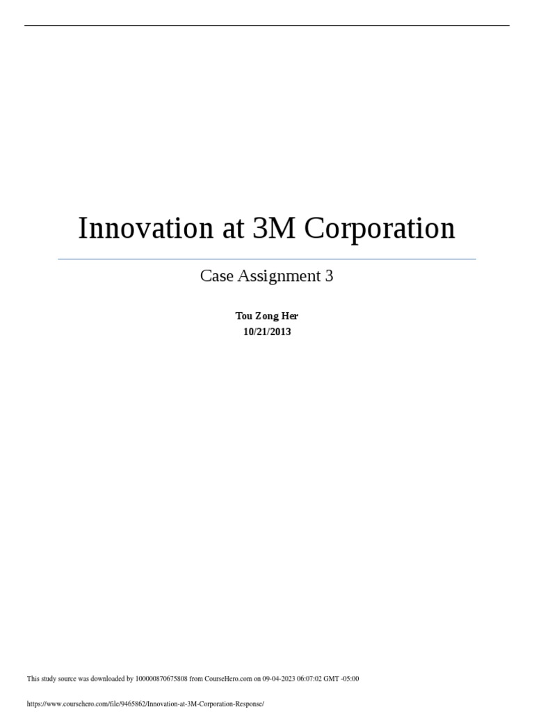 Innovation at 3M Corporation | PDF | Innovation | Methodology