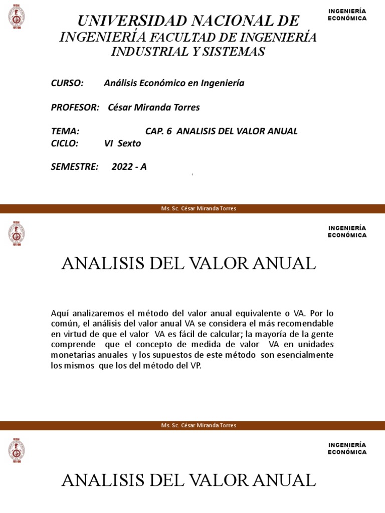 Capítulo 6 - Análisis Del Valor Anual | PDF | Inversiones | Ingeniería