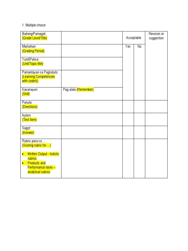 Assessment Tools Template | PDF