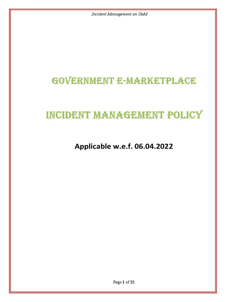 Incident Management Policy 1649329141 | PDF | Procurement | Sales