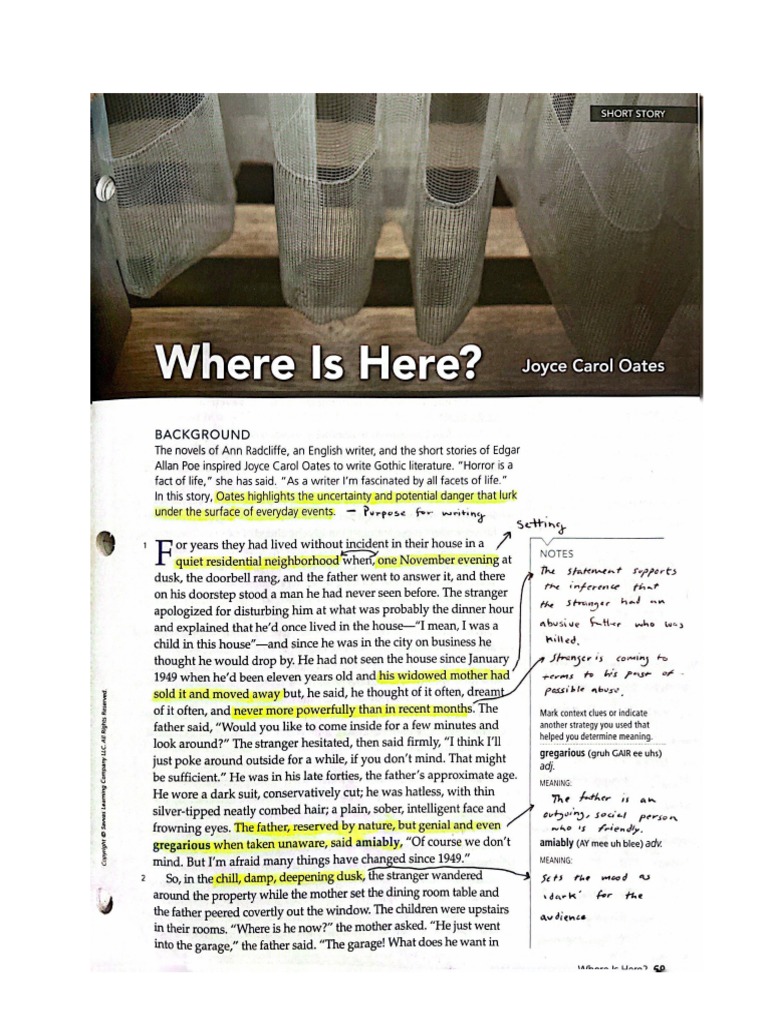 'Where Is Here' Reading Literature Pg. 69 - 76 | PDF