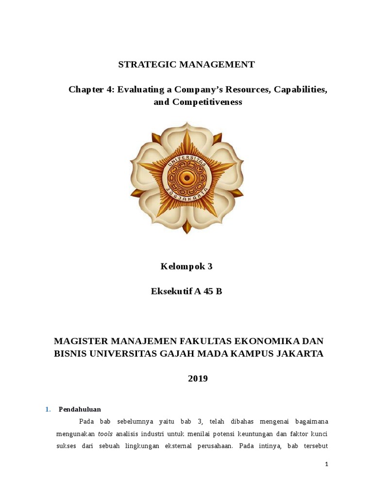 MM UGM EKSA45B KELOMPOK 3 Chapter 4 Evaluating A Company S Resources ...