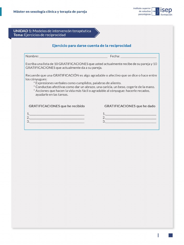 Ejercicio para Darse Cuenta de La Reciprocidada | PDF