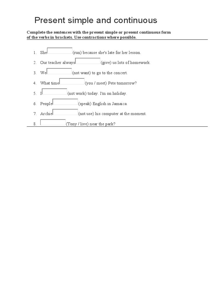 Present Simple and Continuous | PDF