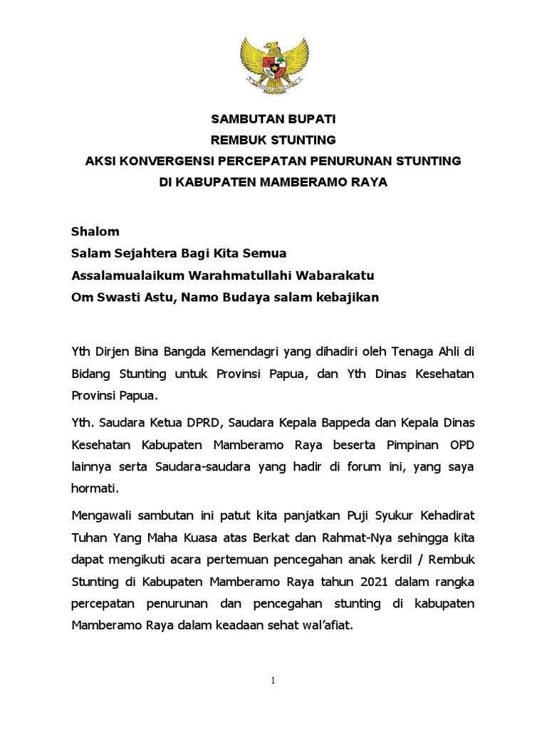 SAMBUTAN - (Rembuk Stunting) | PDF