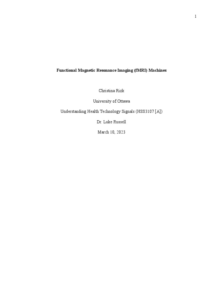 Functional Magnetic Resonance Imaging (fMRI) Machines | PDF ...