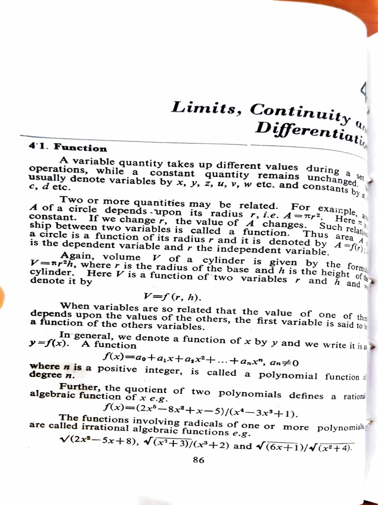 Limit, Continuity and Differentiability | PDF | Variable (Mathematics) | Function (Mathematics)