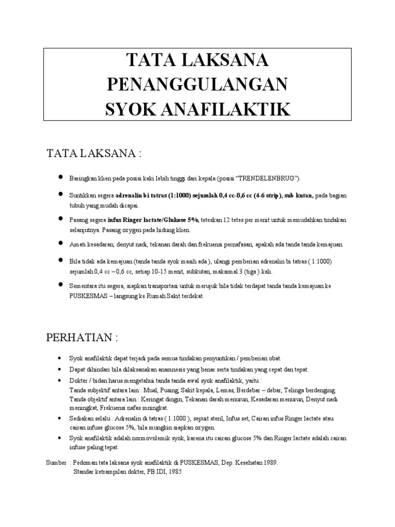 Tata Laksana Syok Anafilaktik | PDF