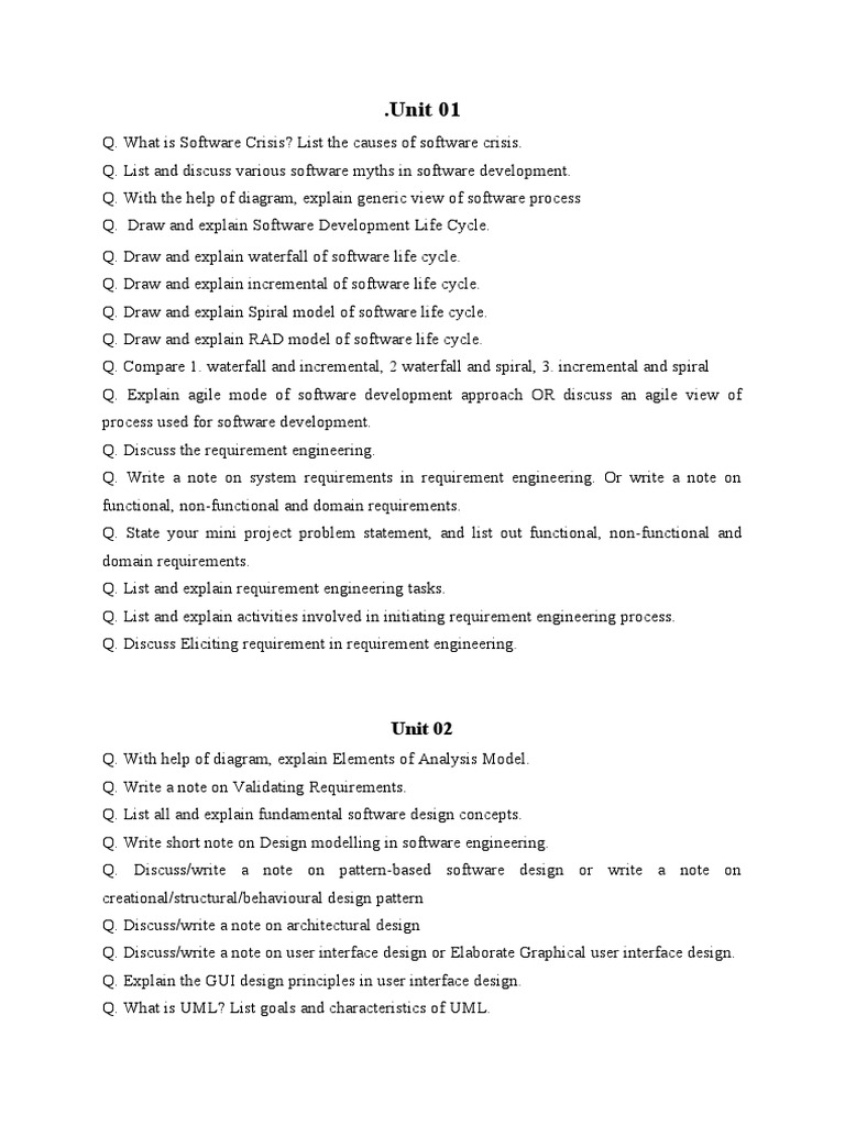 I Am Sharing - 00 Question Bank For Software Engineering - With You ...