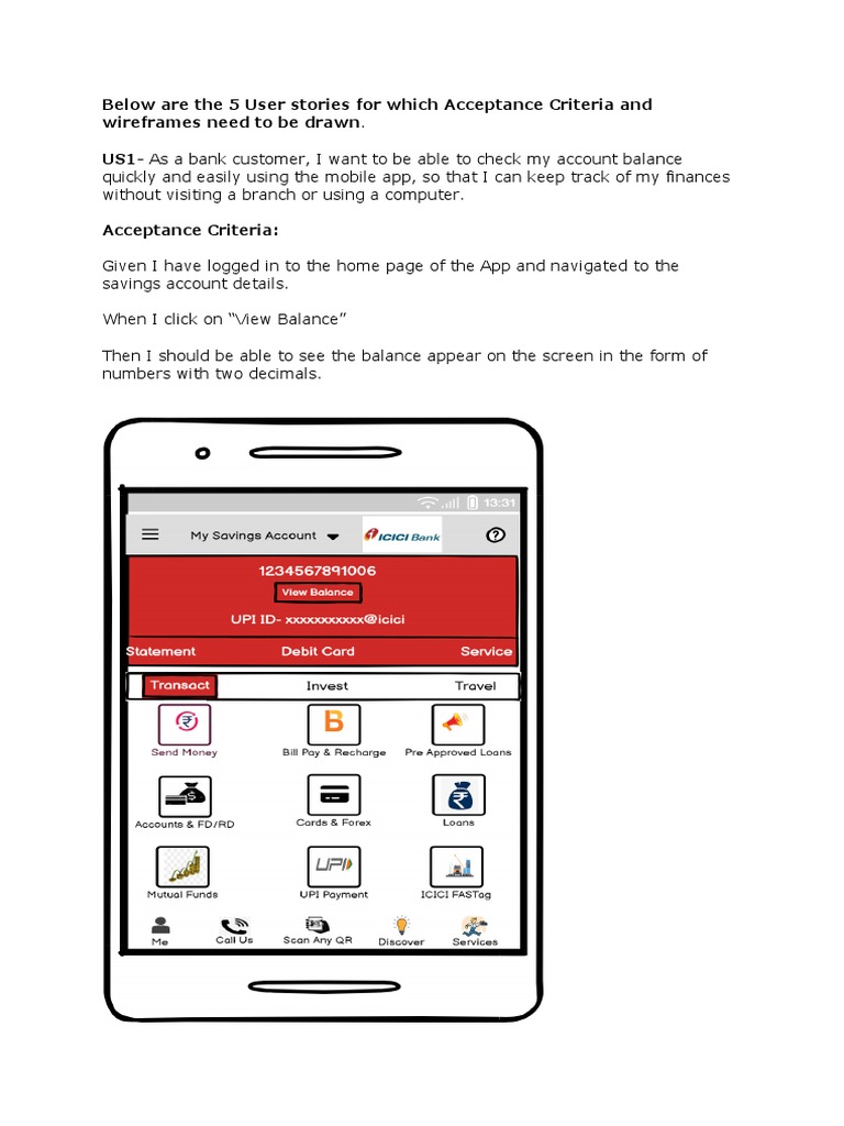 User Stories for Mobile Banking App | PDF | Banks | Transaction Account