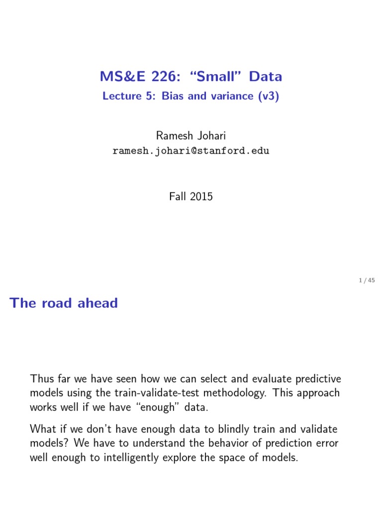 226 Lecture5 Prediction | PDF | Ordinary Least Squares | Bias Of An Estimator