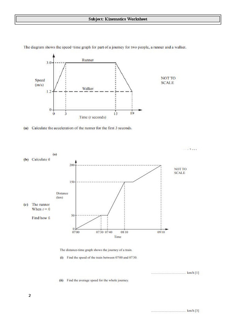 Kinematics Worksheet Yr 10 | PDF