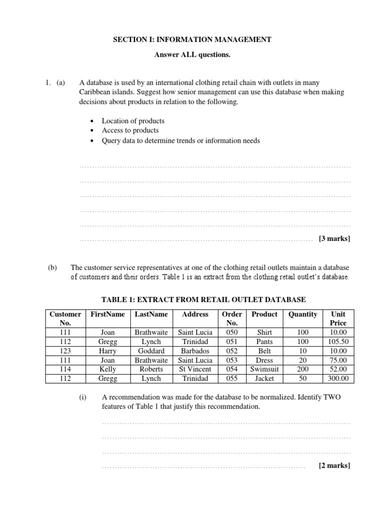 CAPE Information Technology Unit 2 Trial Exam | PDF | Databases ...