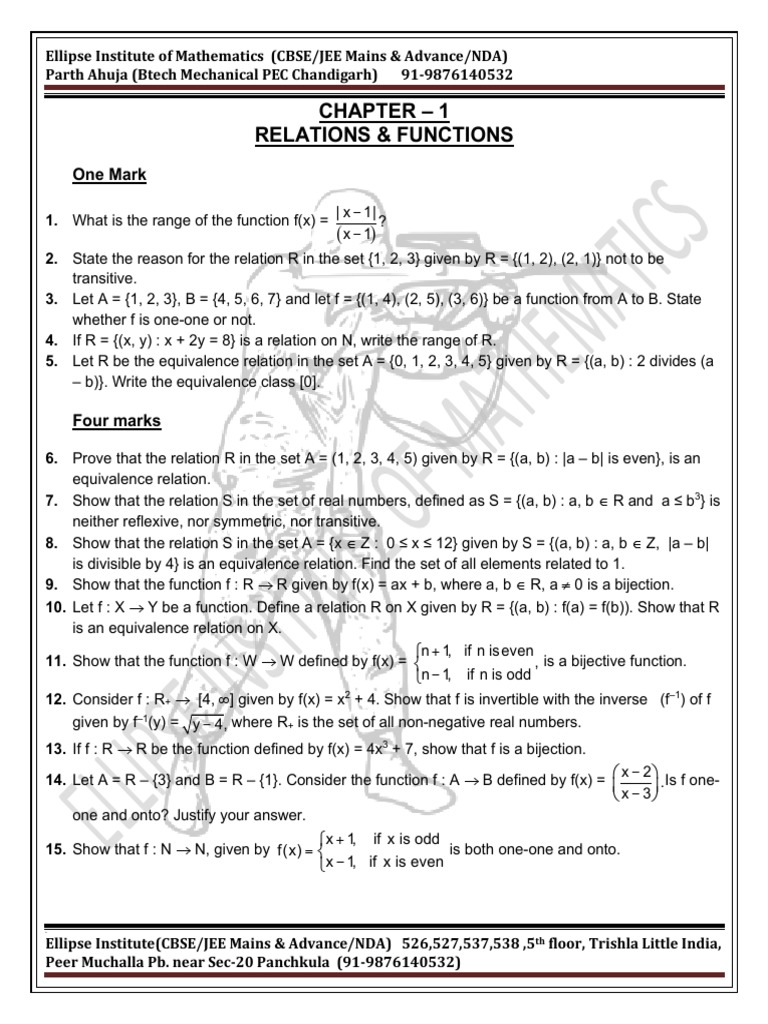 Microsoft Word - Chapter - 1 Relations and Functionsdoc 1 | PDF