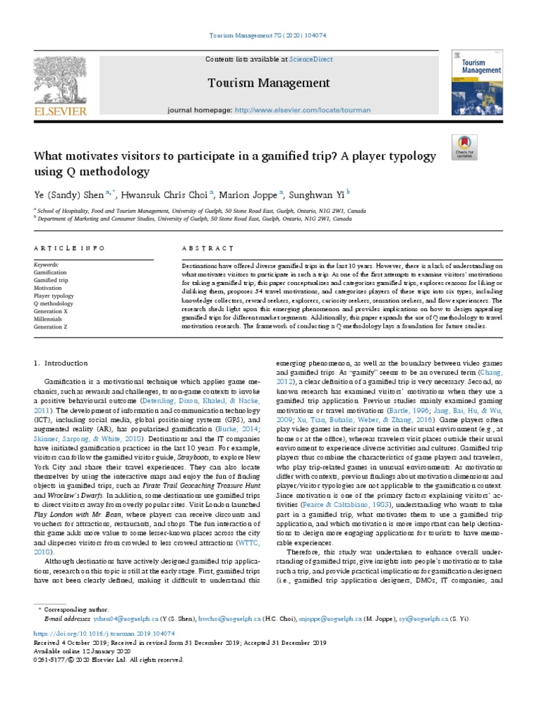 10 1016@j Tourman 2019 104074 | PDF | Motivation | Motivational