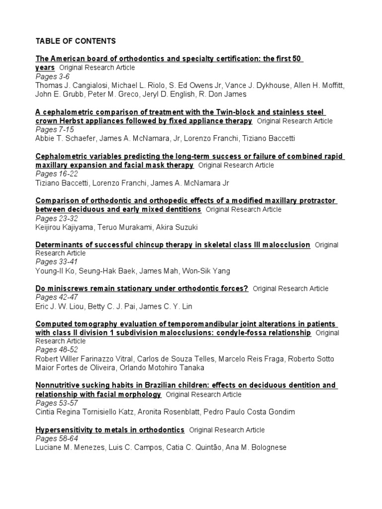 Tabla | PDF | Orthodontics | Dentistry Branches