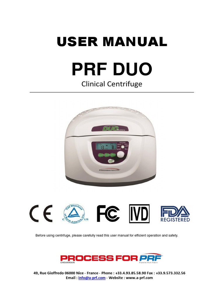 DUO QUATTRO Centrifuge - User Manual - English Version | PDF ...
