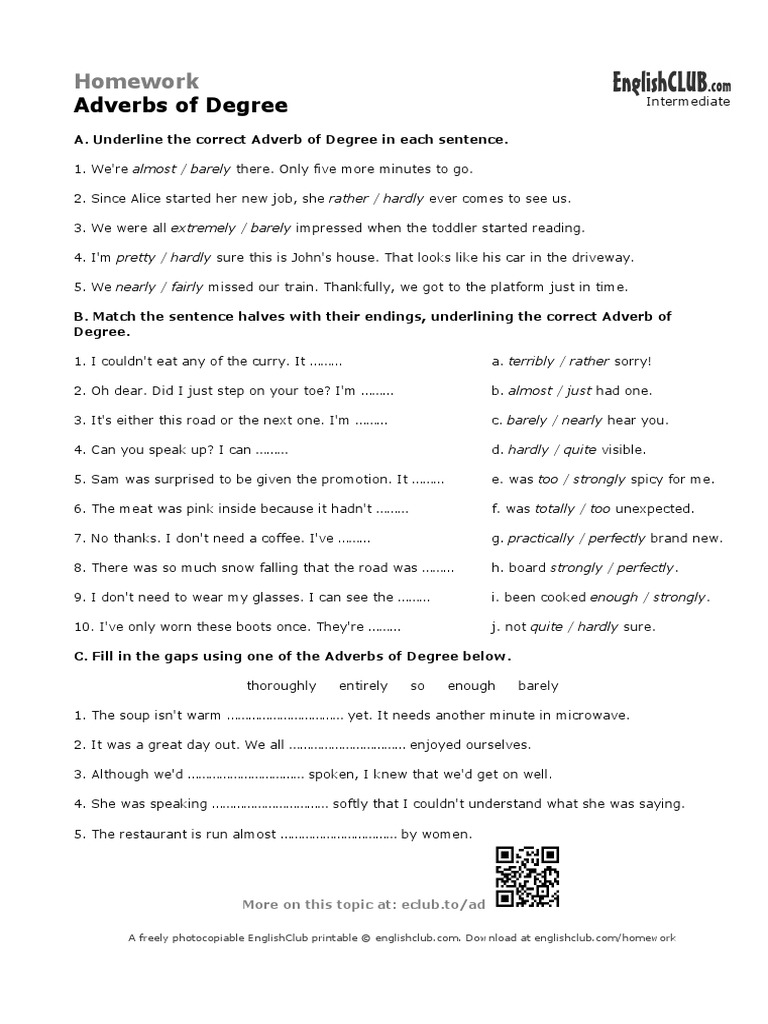 Adverbs Degree | PDF