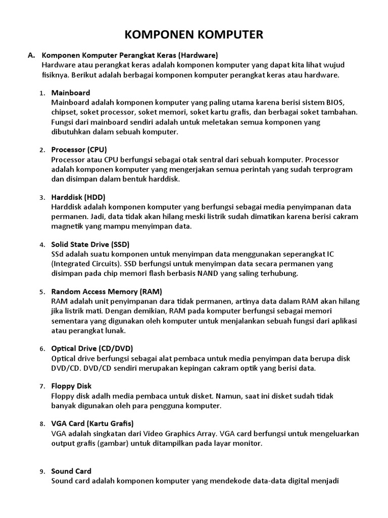 Komponen Komputer | PDF