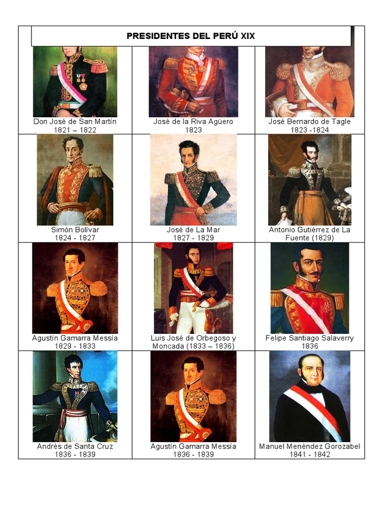 Presidentes Del Peru Siglo Xix y Siglo XX | PDF | Perú | Jefes de estado