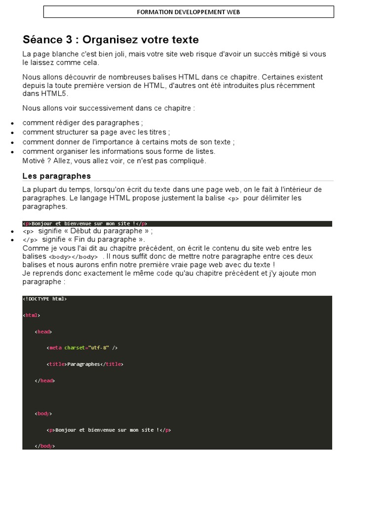 Séance 3 | PDF | Langage de balisage | Html