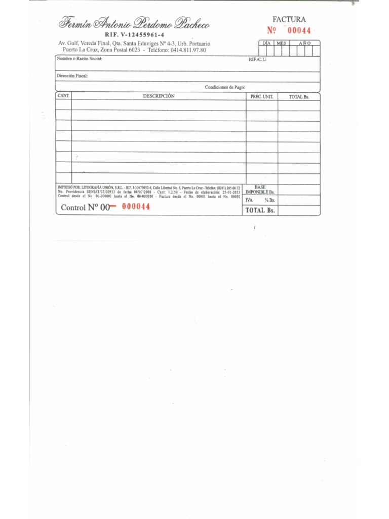 Modelo de Factura Persona Natural | PDF