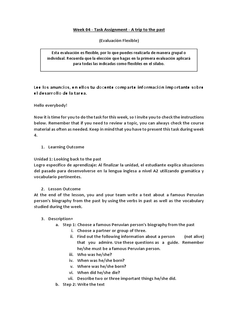 Week 04 - Task Assignment - A Trip To The Past | PDF | English Language ...