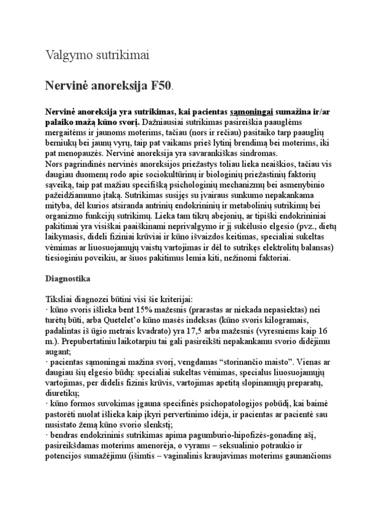 Valgymo Sutrikimai | PDF