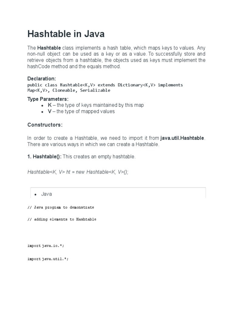 Hashtables in Java Programming | PDF | Software Development | Computer Programming