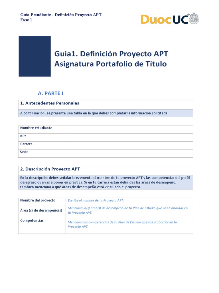 Guía para Proyecto APT Estudiantil | PDF | Metodología