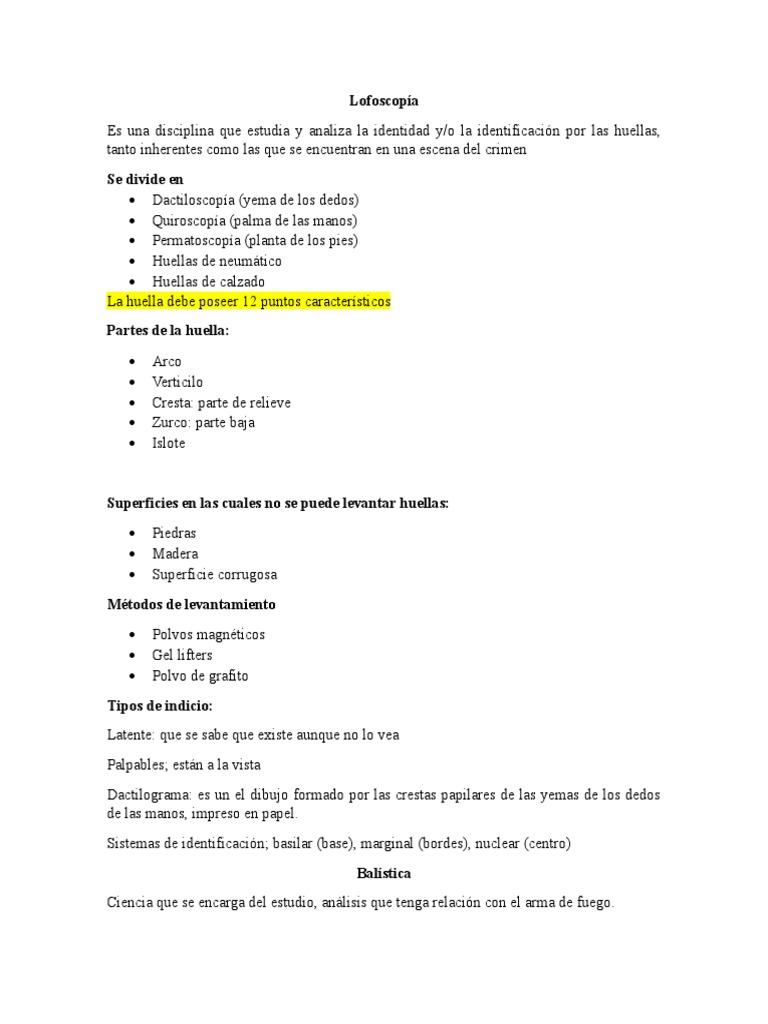 Lofoscopía | PDF | Ciencia forense | Huella dactilar
