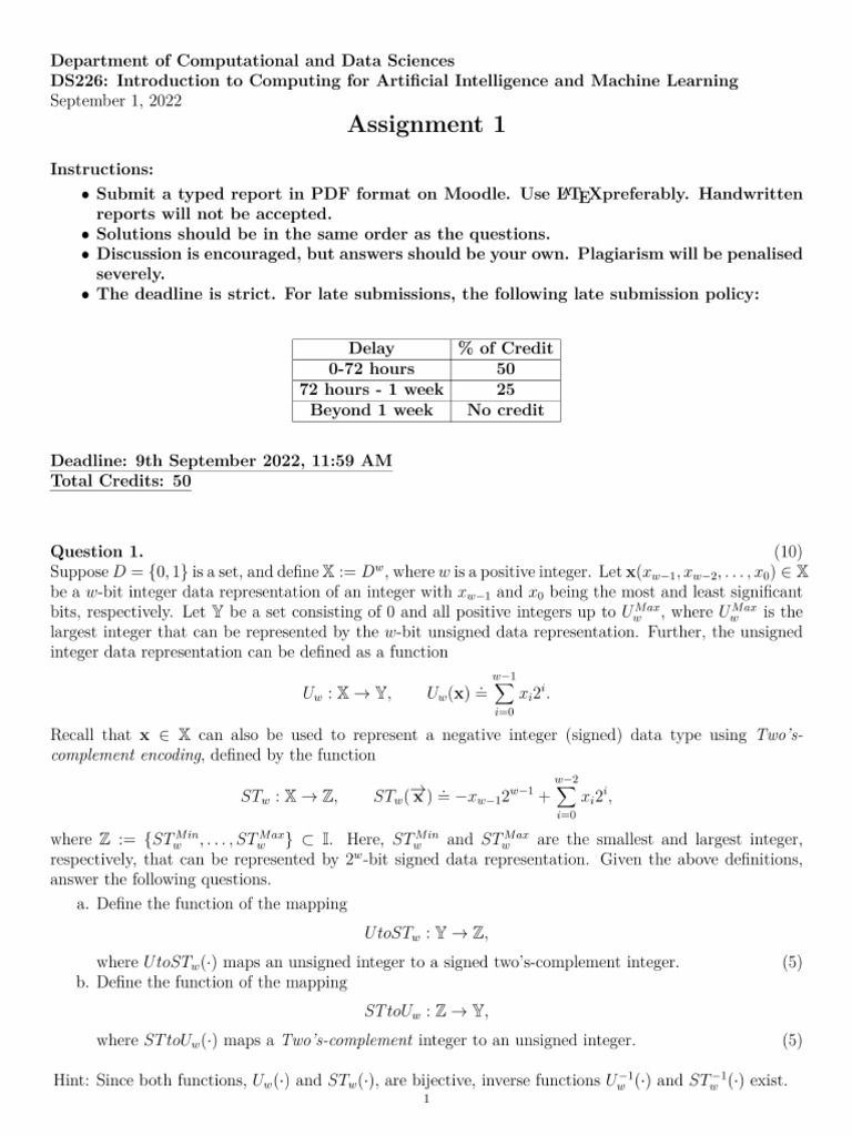 DS226 Assgn 01 Ver1 | PDF