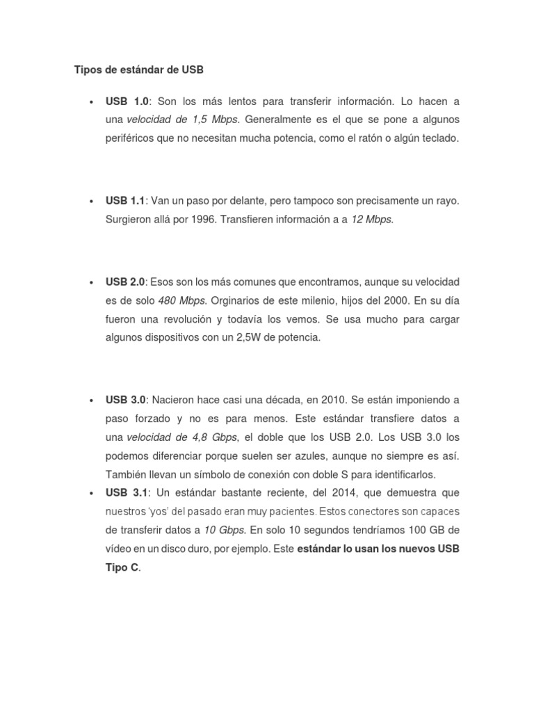 Tipos de USB | PDF | USB | Electrónica