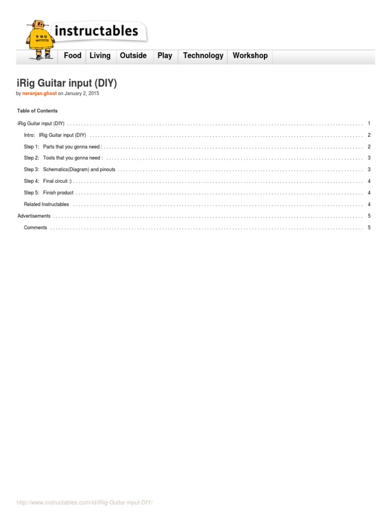 DIY iRig Guitar Input Guide | PDF | I Pod | Computer Engineering