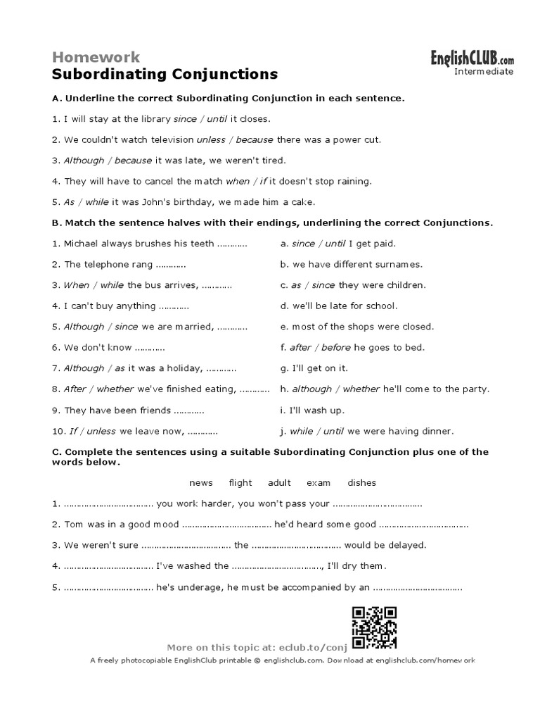 conjunctions-subordinating | PDF | Language Mechanics | Linguistics