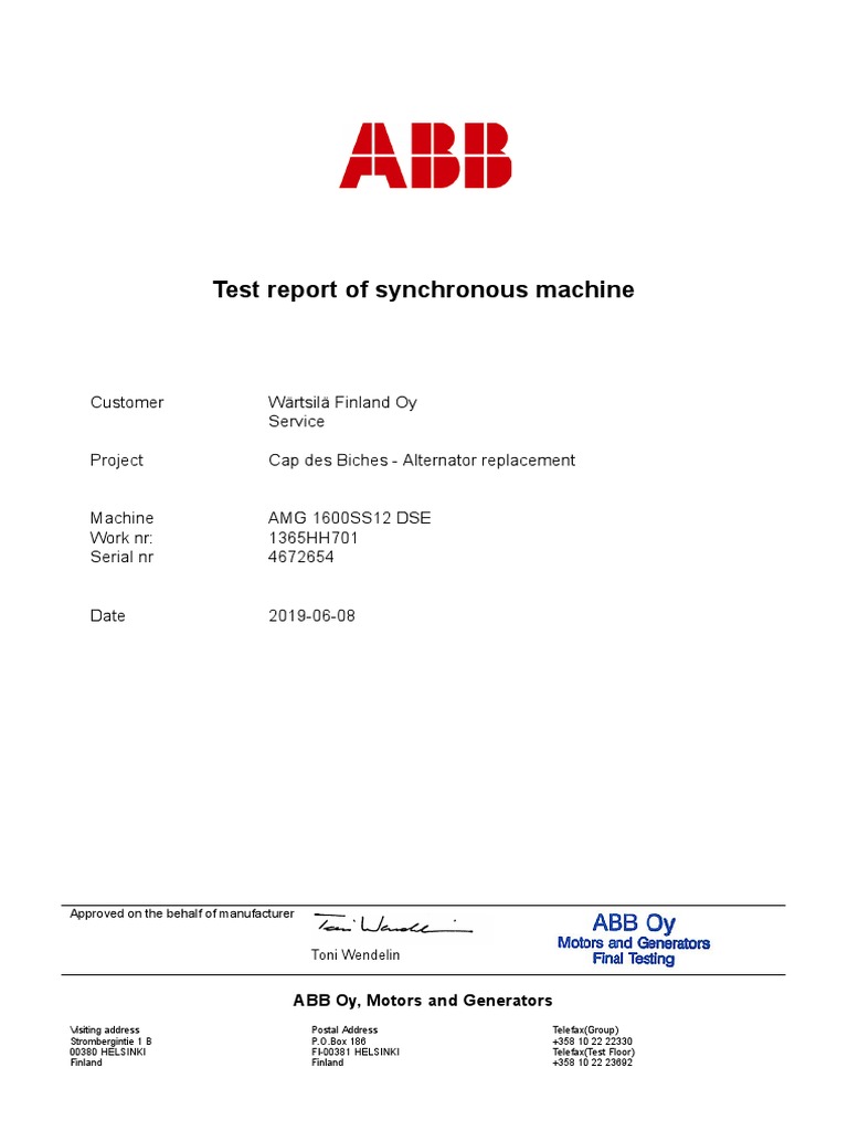 Test Certificates Alternator | PDF | Electric Power | Electricity