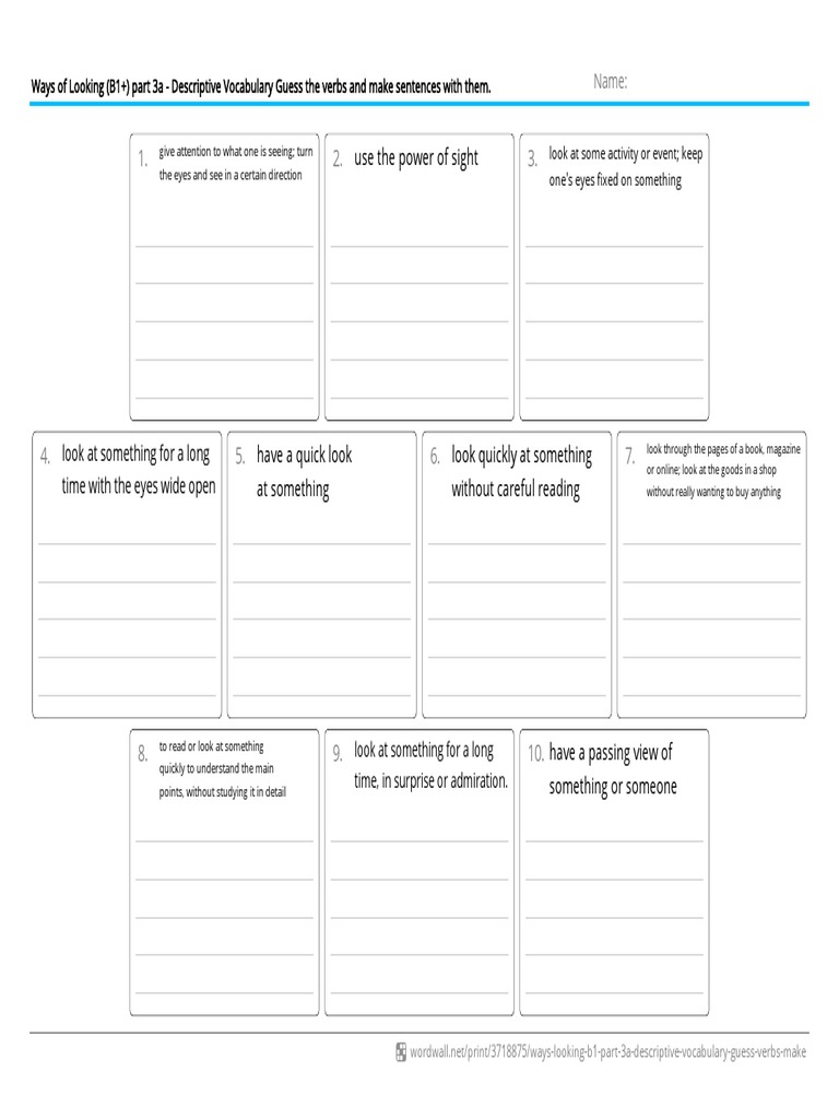 Ways of Looking b1 Part3 Descriptive Vocabulary Worksheets | PDF ...
