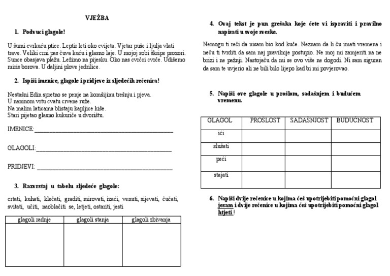 Glagoli Vjezba | PDF