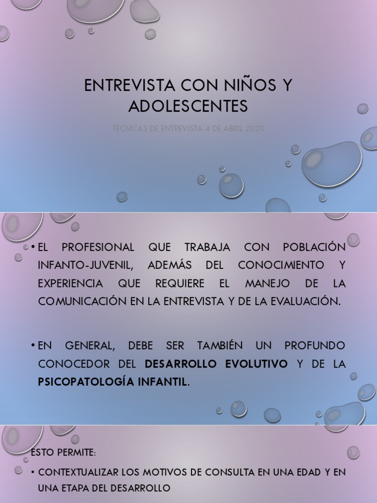 Técnicas de Entrevista con Niños y Adolescentes | PDF | Sicología | Adultos