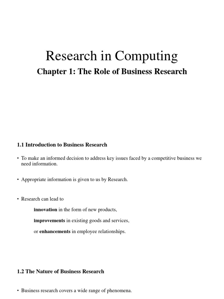 Research in Computing Chapter 1 | PDF | Scientific Method | Hypothesis