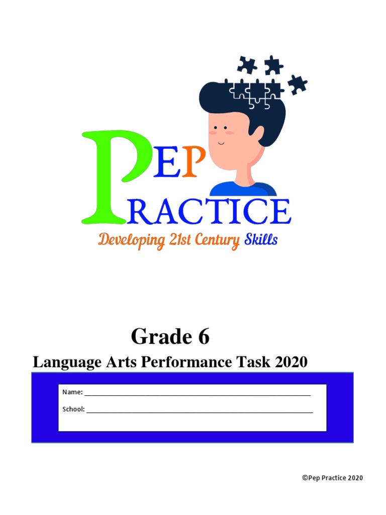 Pep Practice Grade 6 Language Arts Mock Performance Task June 2020 ...