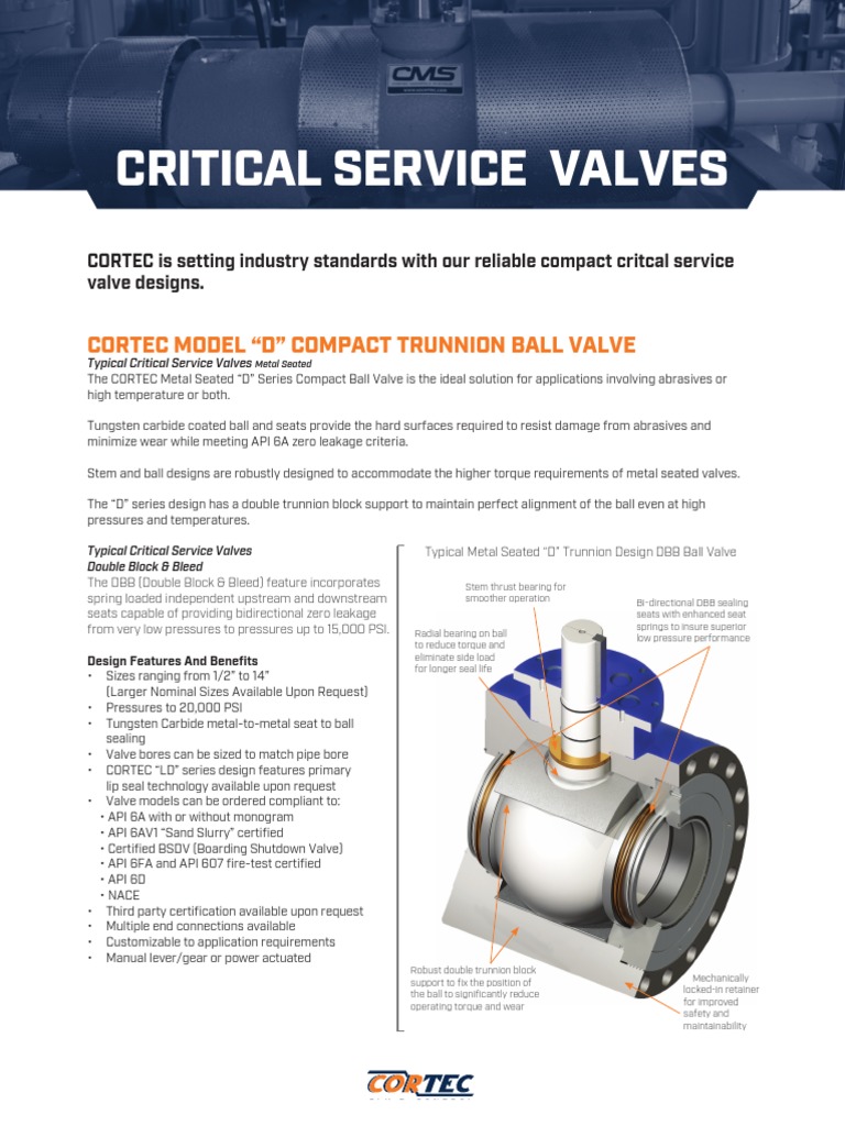 CORTEC Critical Service Valves Overview | PDF | Valve | Manufactured Goods