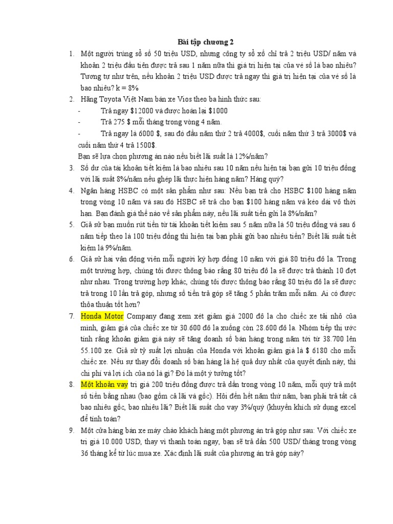 Bai Tap Chuong 2 | PDF