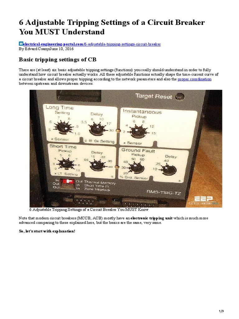6 Adjustable Tripping Settings of A Circuit Breaker You MUST Understand ...