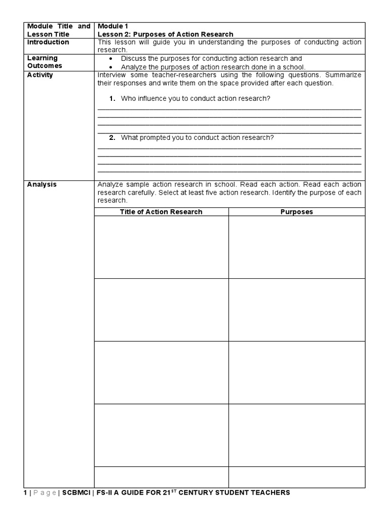 Understanding Action Research Purposes | PDF | Teachers | Action Research