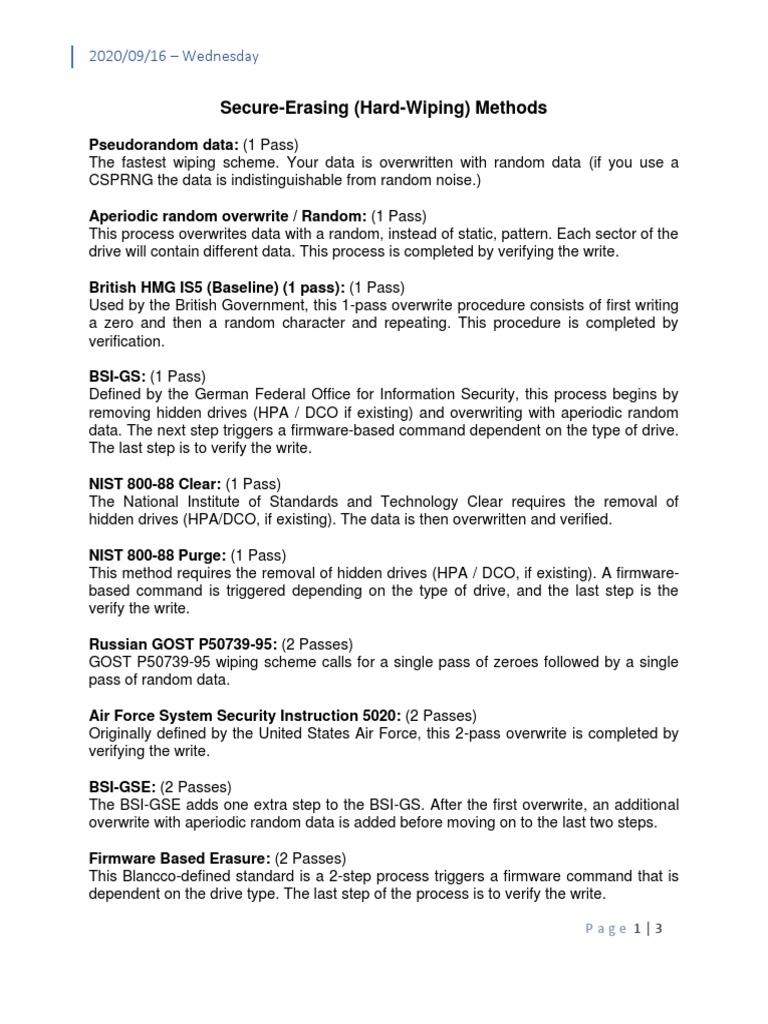 Secure-Erasing Methods | PDF | Encryption | Espionage Techniques