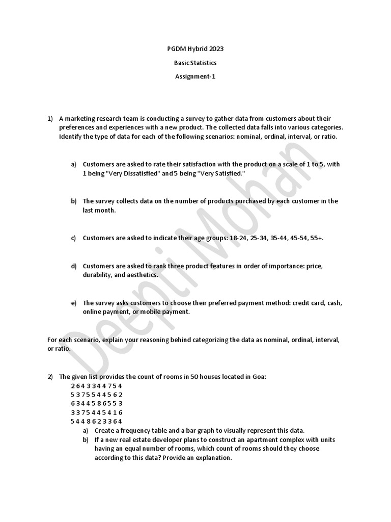 Basic Statistics Assignment 1 Pdf