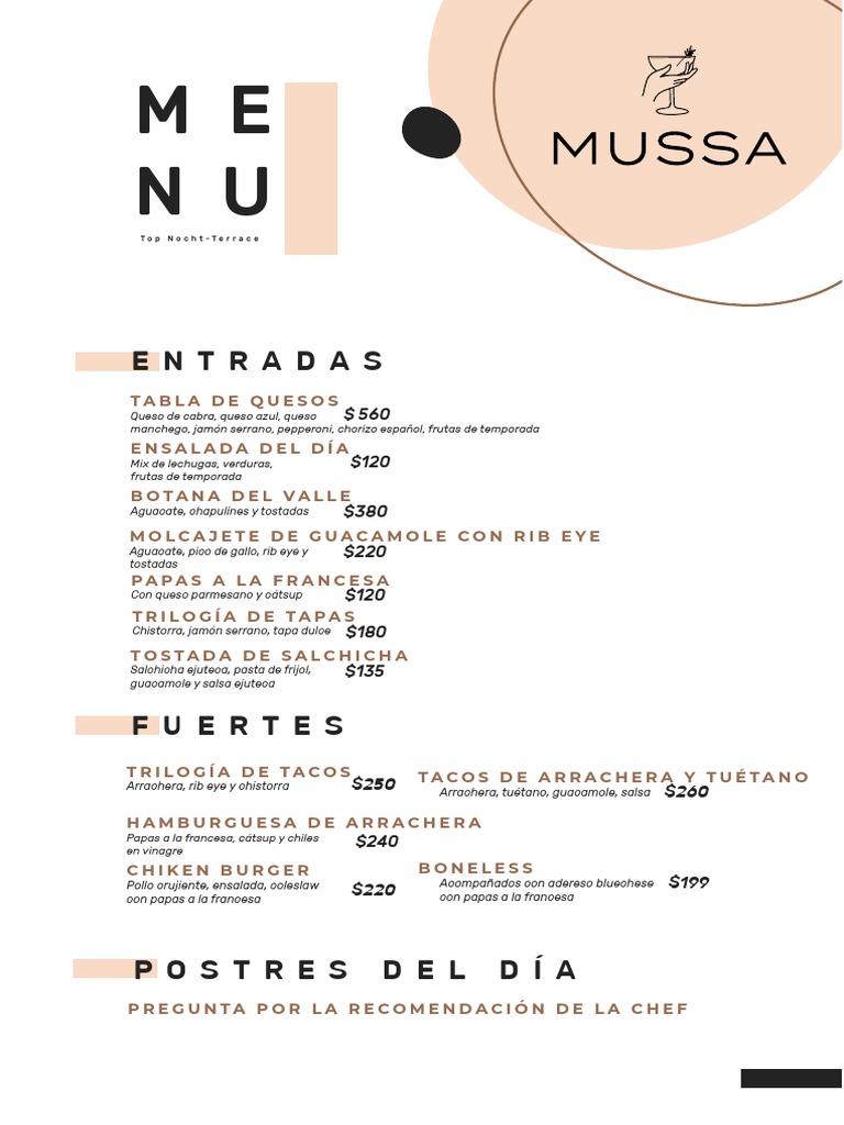 MENU MUSSA AGOSTO-02fdd25 | PDF | Bebidas alcohólicas | Bebida