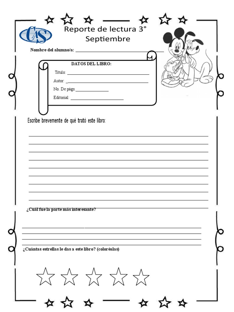 Reporte de Lectura para 3° Grado | PDF | Artes del Lenguaje y ...