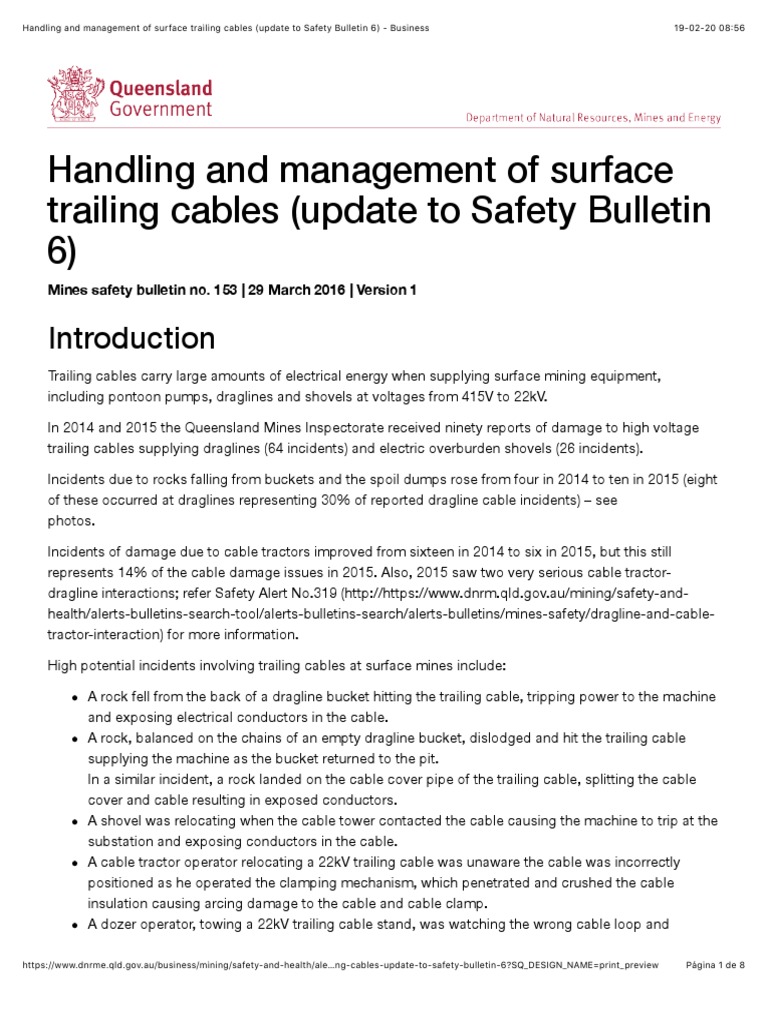 Handling and Management of Surface Trailing Cables (Update To Safety ...